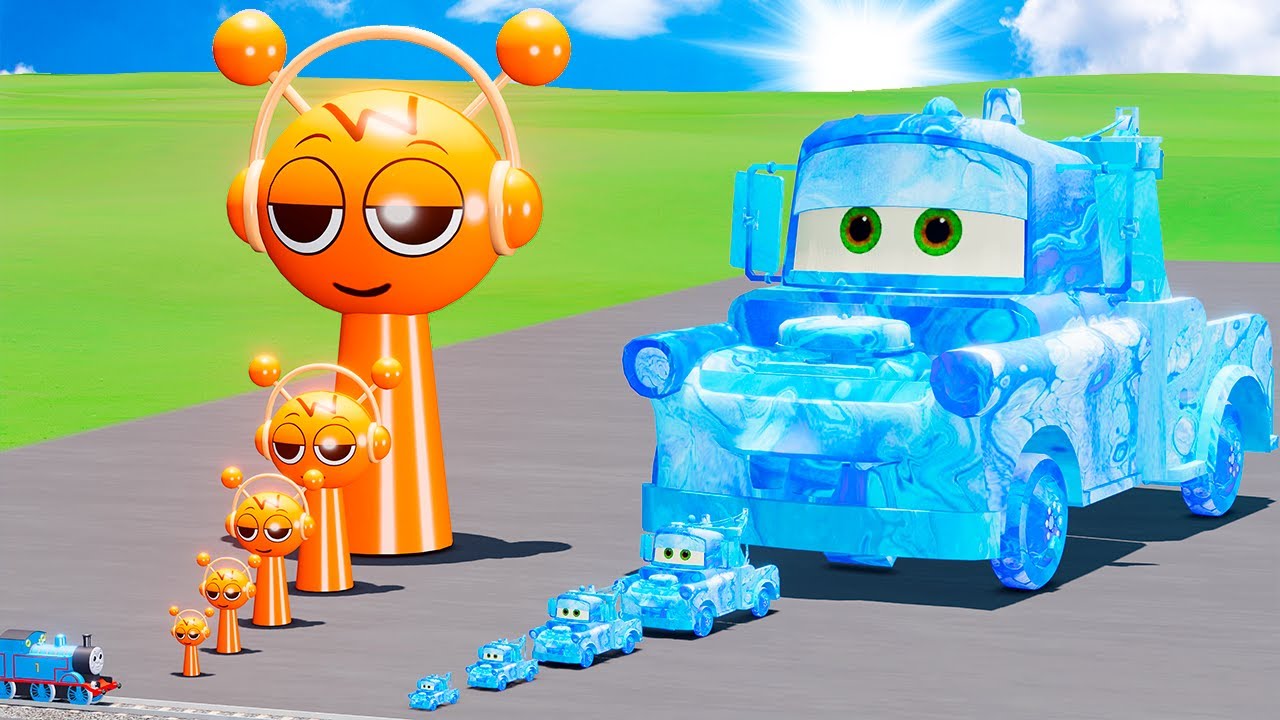 Big & Small Orenn vs Frozen Tow Mater Monster Truck Lightning McQueen ...