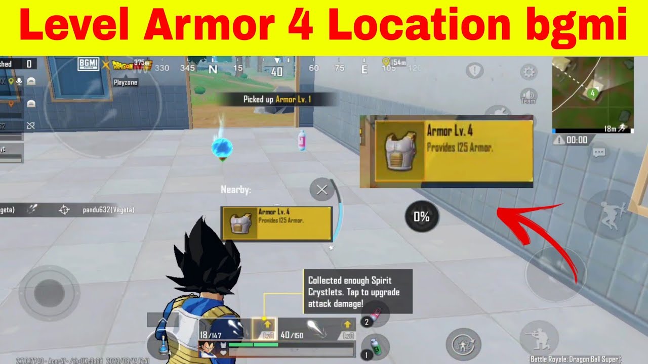 Level 4 Armor Location bgmi | equip Level 4 Armor In 1 Time battle Royale Dragon ball Super ...