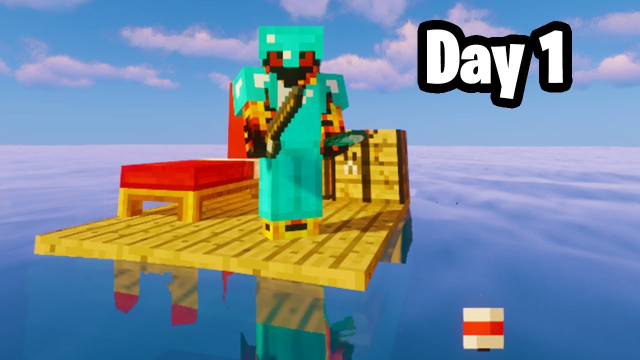 Surviving Minecraft Stranded on a RAFT... Day 1 - YouTube