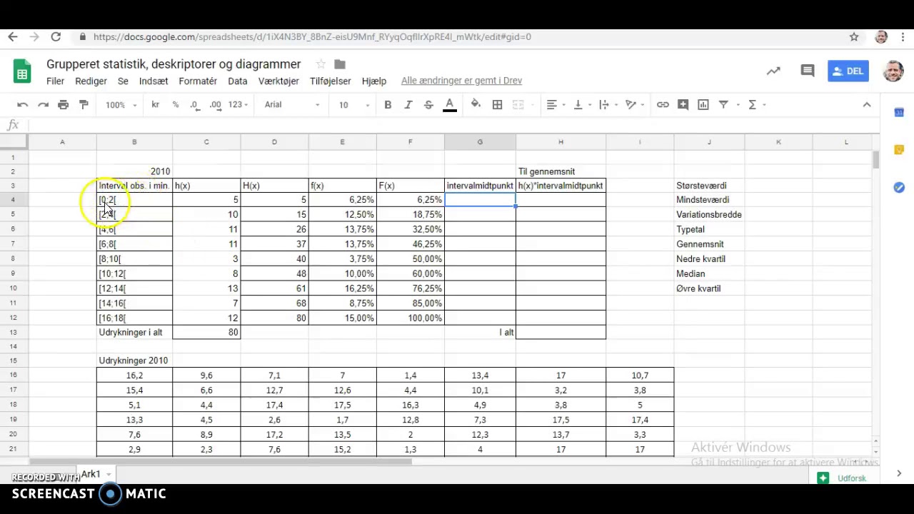 Matematik, grupperet statistik, deskriptorer - YouTube