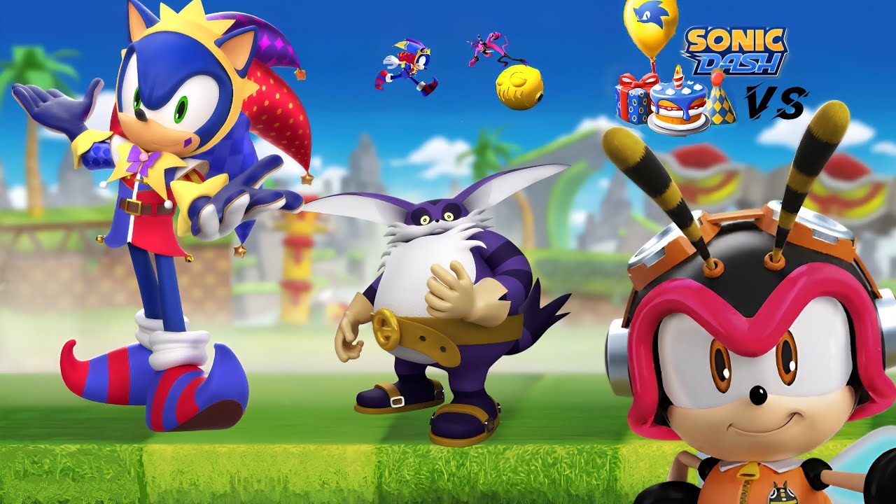 Sonic Dash: Jester Sonic vs. Big vs. Charmy | Moonwalk, Birthday event ...