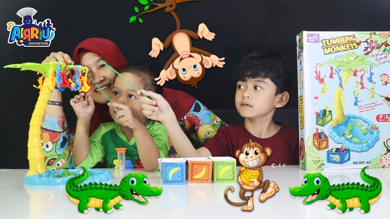 Mainan Anak || Challenge Game Tumbling Monkeys - YouTube