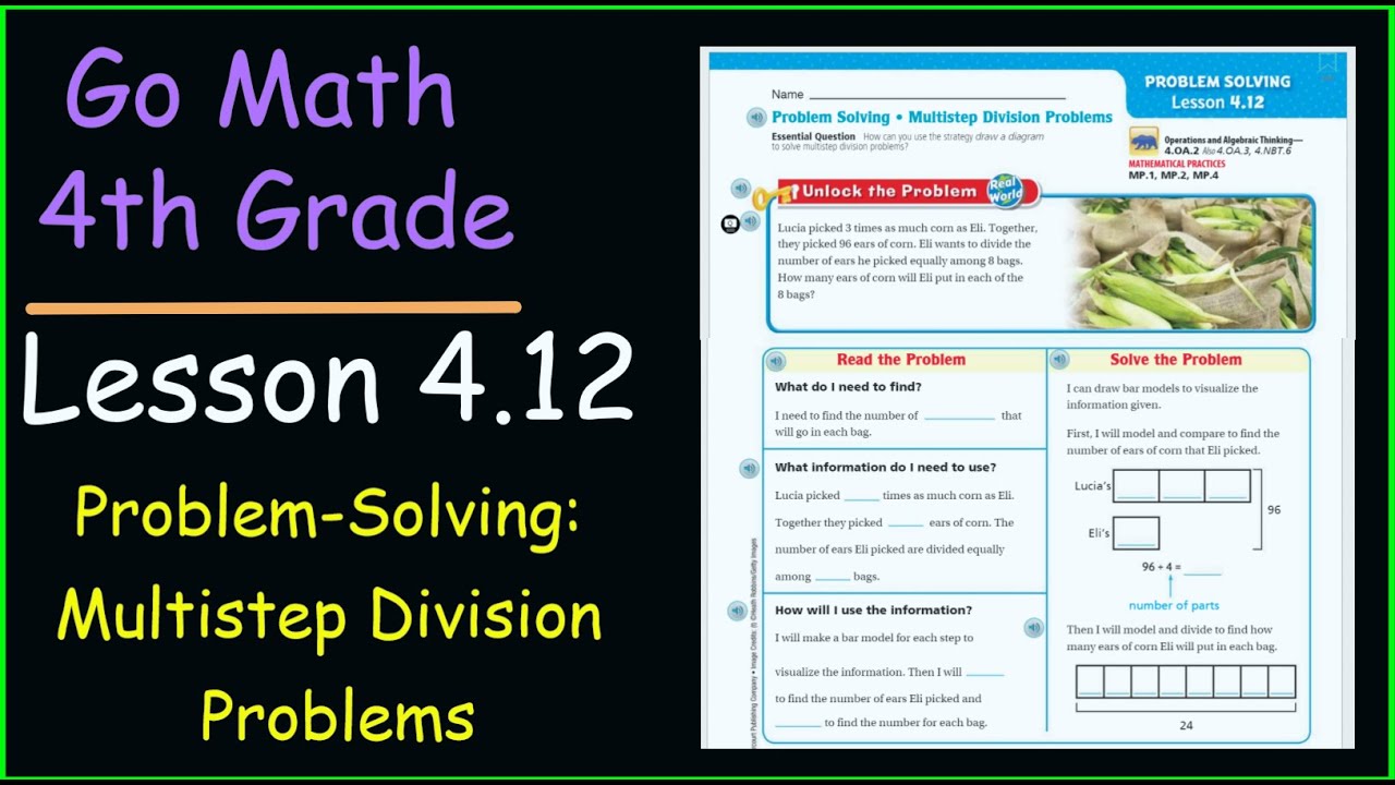 Go Math 4th Grade Lesson 4.12 Problem Solving Multistep Division ...