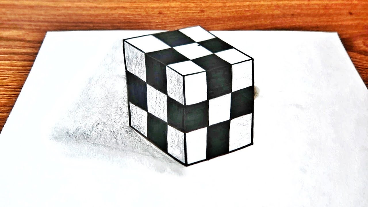 3d KÜp Nasil Çİzİlİr 3d Trick Art On Paper Realistic Cube Youtube
