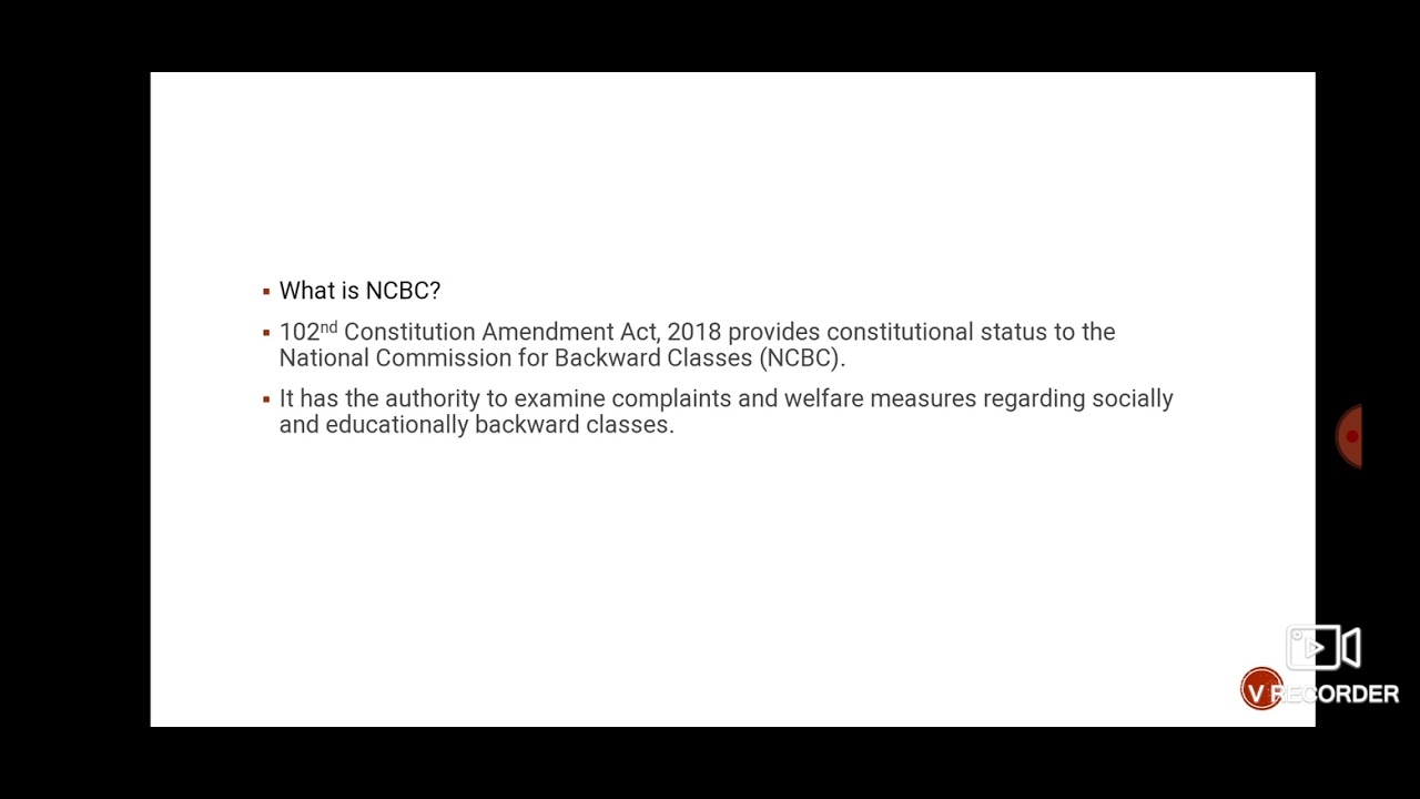 NATIONAL COMMISSION FOR BACKWARD CLASS/102nd Amendment act/IN TAMIL ...
