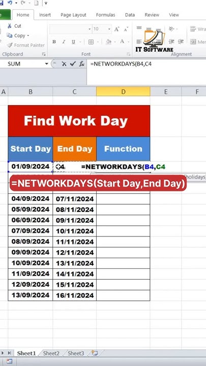 Use to NETWORKDAYS Function in Excel 🔥 | Excel for Fresher | #excel # ...