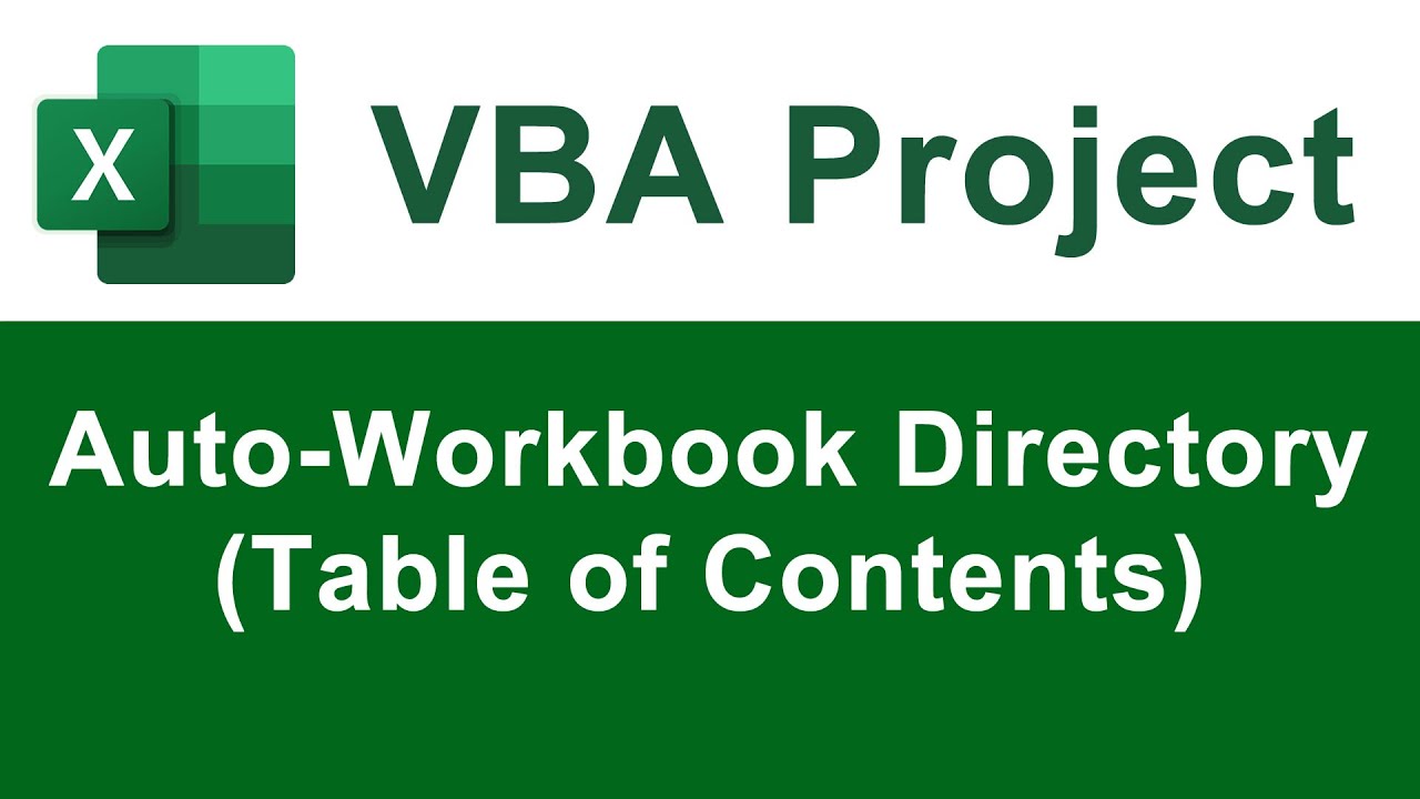 Automatic Table of Contents Directory for Excel Using VBA - YouTube