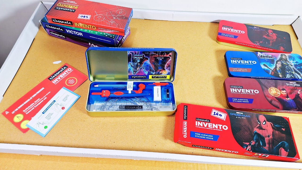 Unboxing and Review of classmate invento geometry box spiderman thor ...