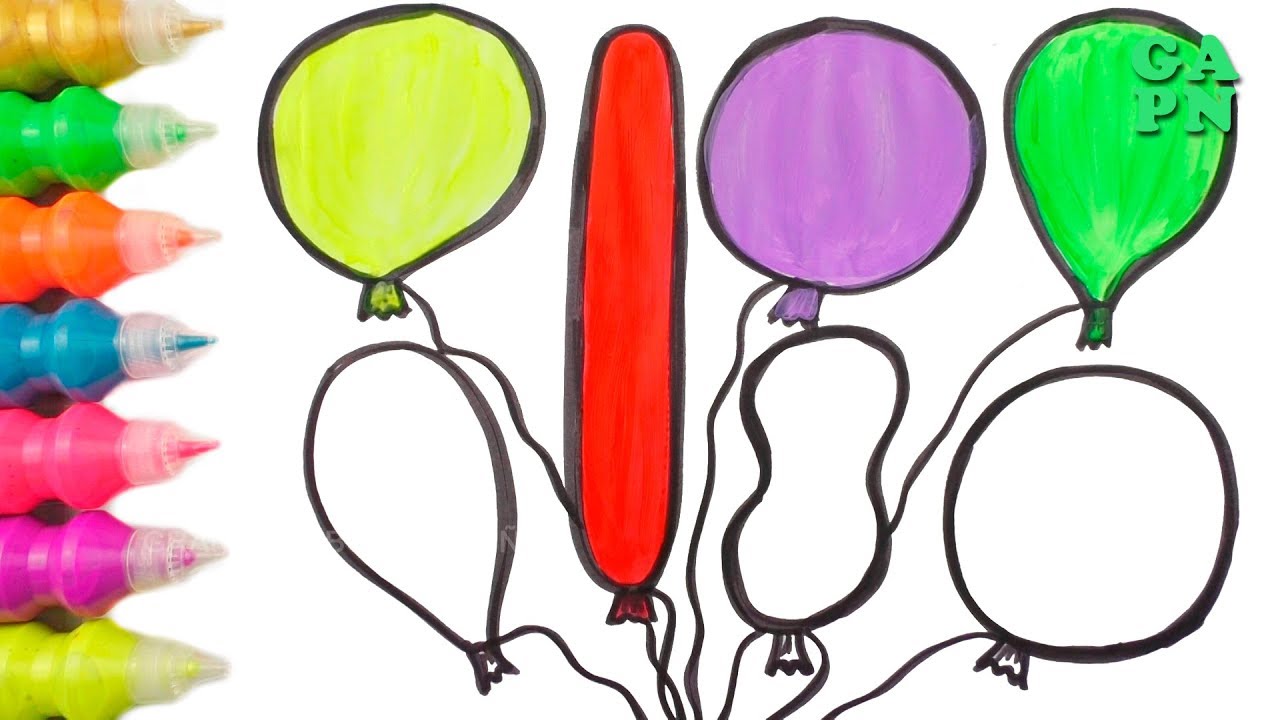 Aprender colores con globos para niños | Dibujar y colorear globos con ...