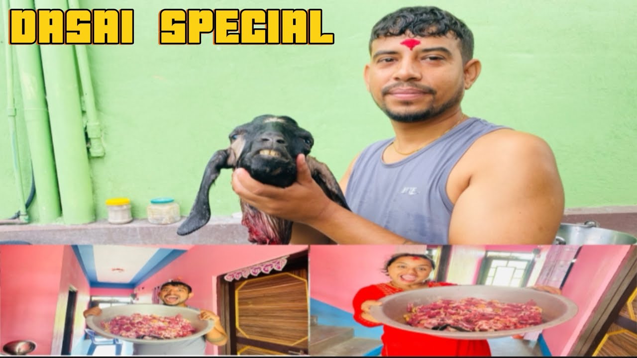 DASAI MA GHAR MA 50KG ko KHASI KATE KO - YouTube