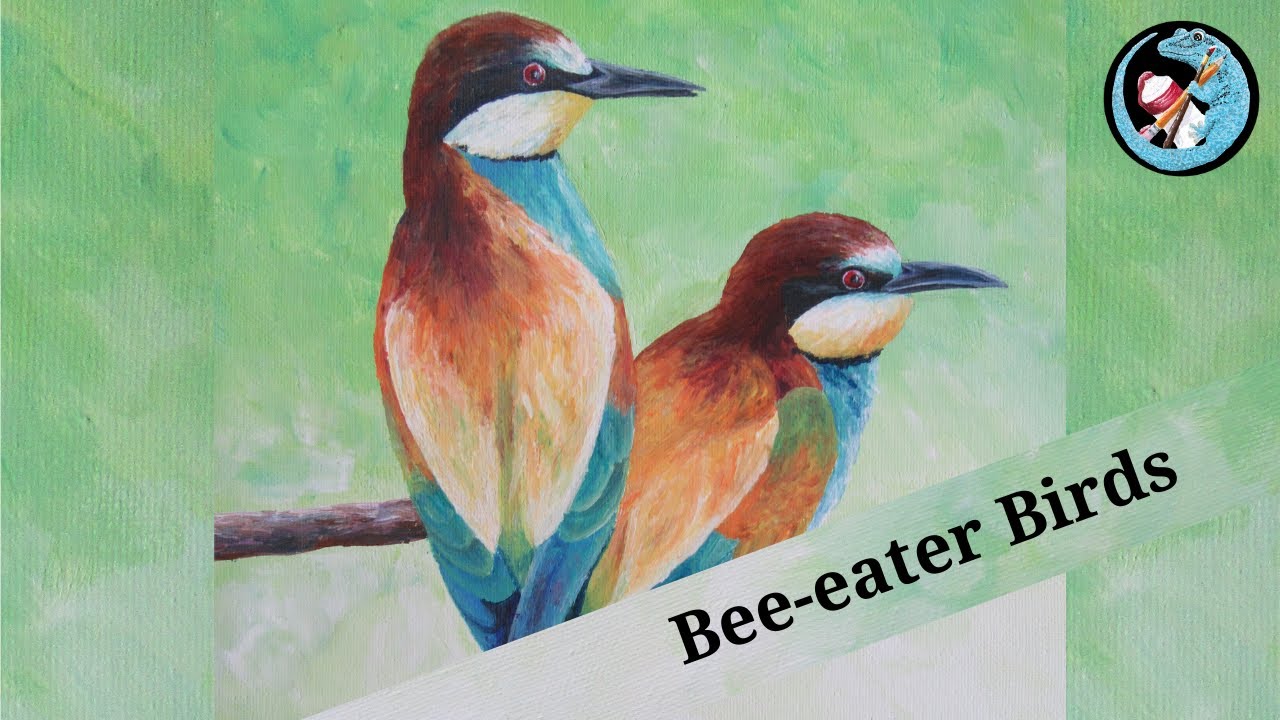 Painting Bee-eater Birds in Acrylic - YouTube