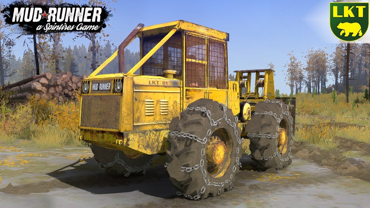 Spintires: MudRunner - LKT 81 Skidder Drags A Large Log Through The Mud - YouTube