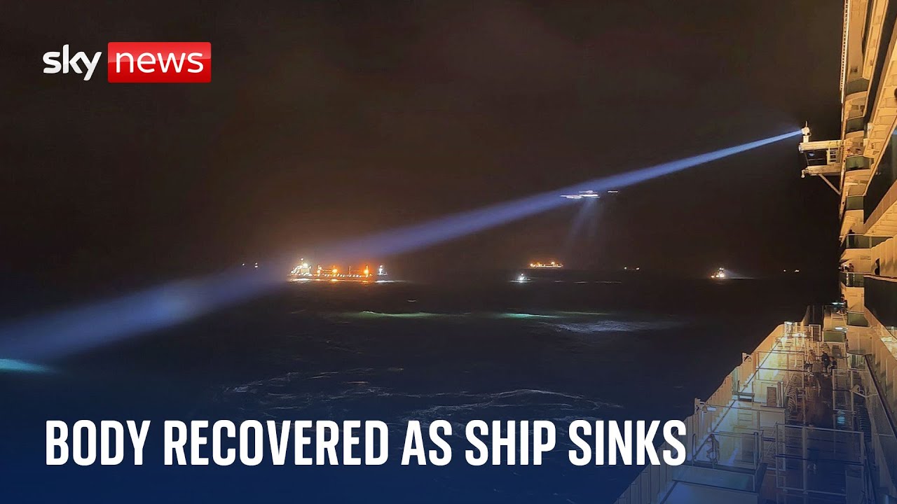 Body recovered after British cargo ship sinks - four people still ...