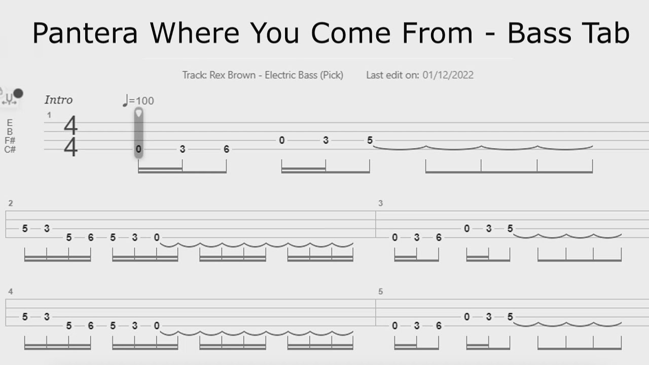 Pantera Where You Come From - Bass Tab - YouTube