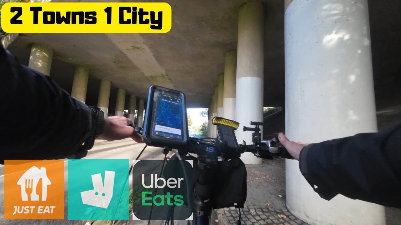Doing Uber Eats on a cycle trail delivering in two Towns one City and three near bike collisions ...