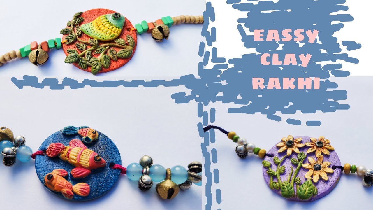 3 eassy rakhi making idea~how to make eco friendly clay rakhi~ eassy ...