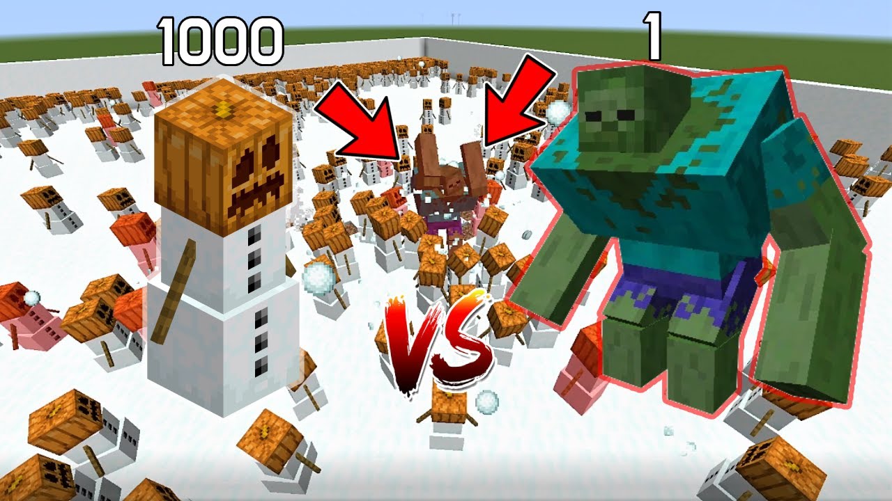 1000 Snow Golem vs 1 Mutant Zombie [Minecraft] - YouTube
