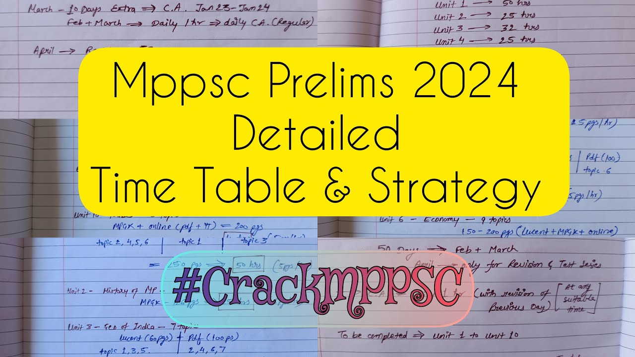 MPPSC Prelims 2024 detailed Time Table & Strategy ll MPPSC Motivation ...