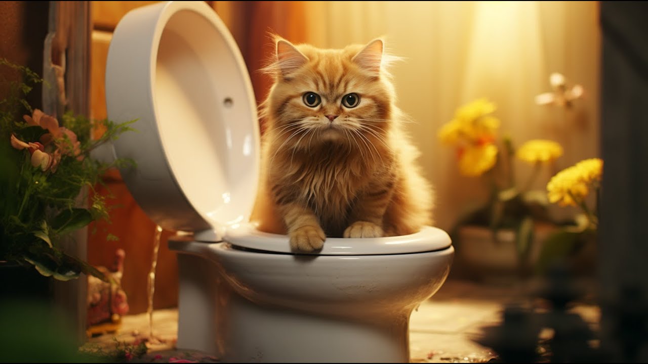 Training your cat to use the toilet - YouTube
