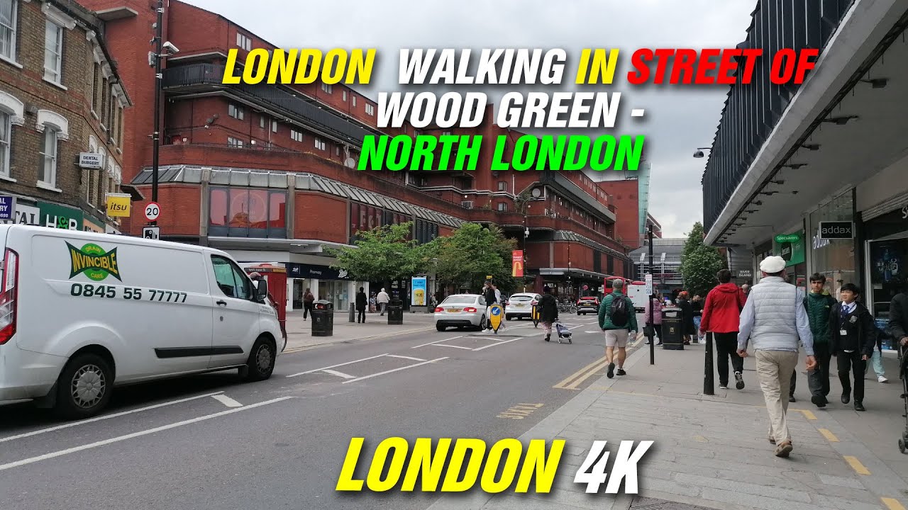London 4k walking in Street of wood Green in North London - YouTube