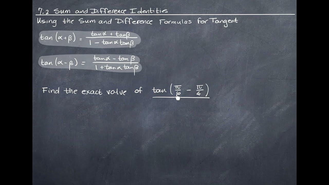 142-Using the Sum and Difference Formulas for Tangent - YouTube