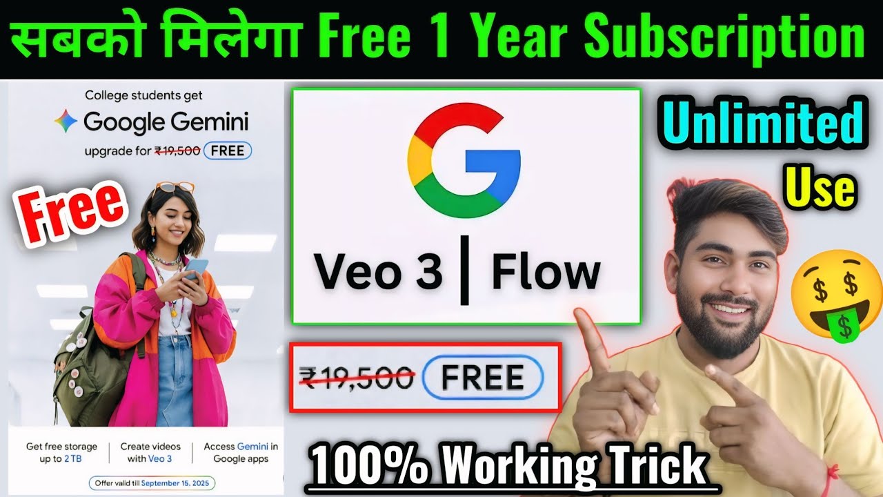 Google Veo 3 Free 🤯 1 Year Subscription | Google AI Vei 3 subscription ...