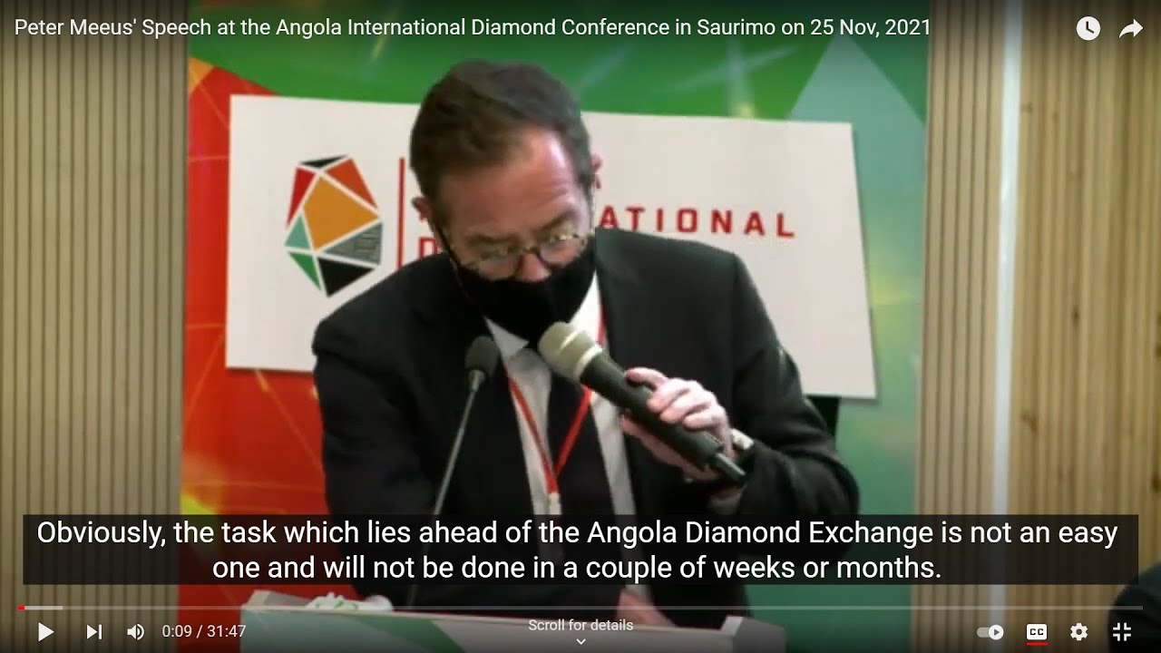 Peter Meeus' Speech at the Angola International Diamond Conference in ...