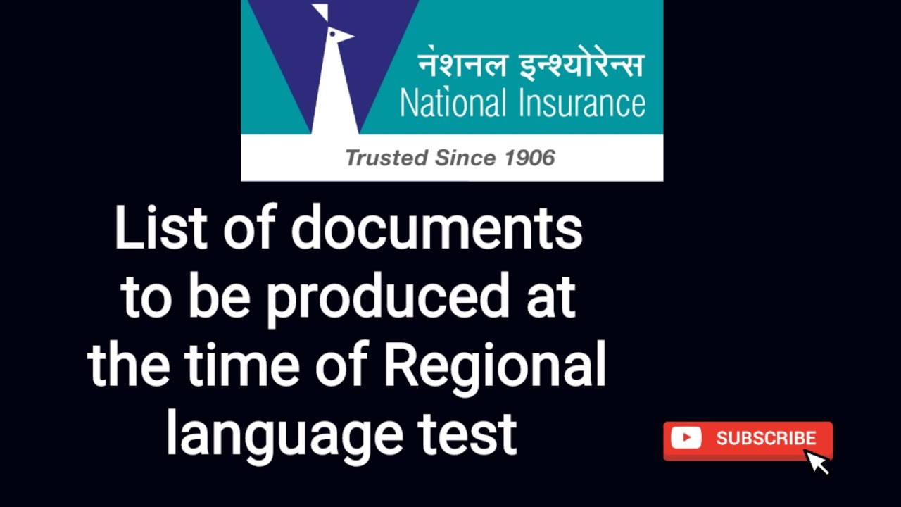 List of documents to be produced at the of regional language test of ...