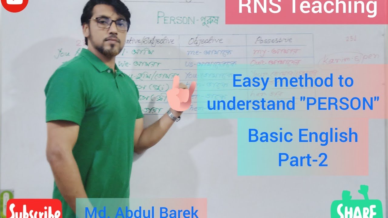 "PERSON" Easy method ; Basic English Grammar (Part-2): - YouTube