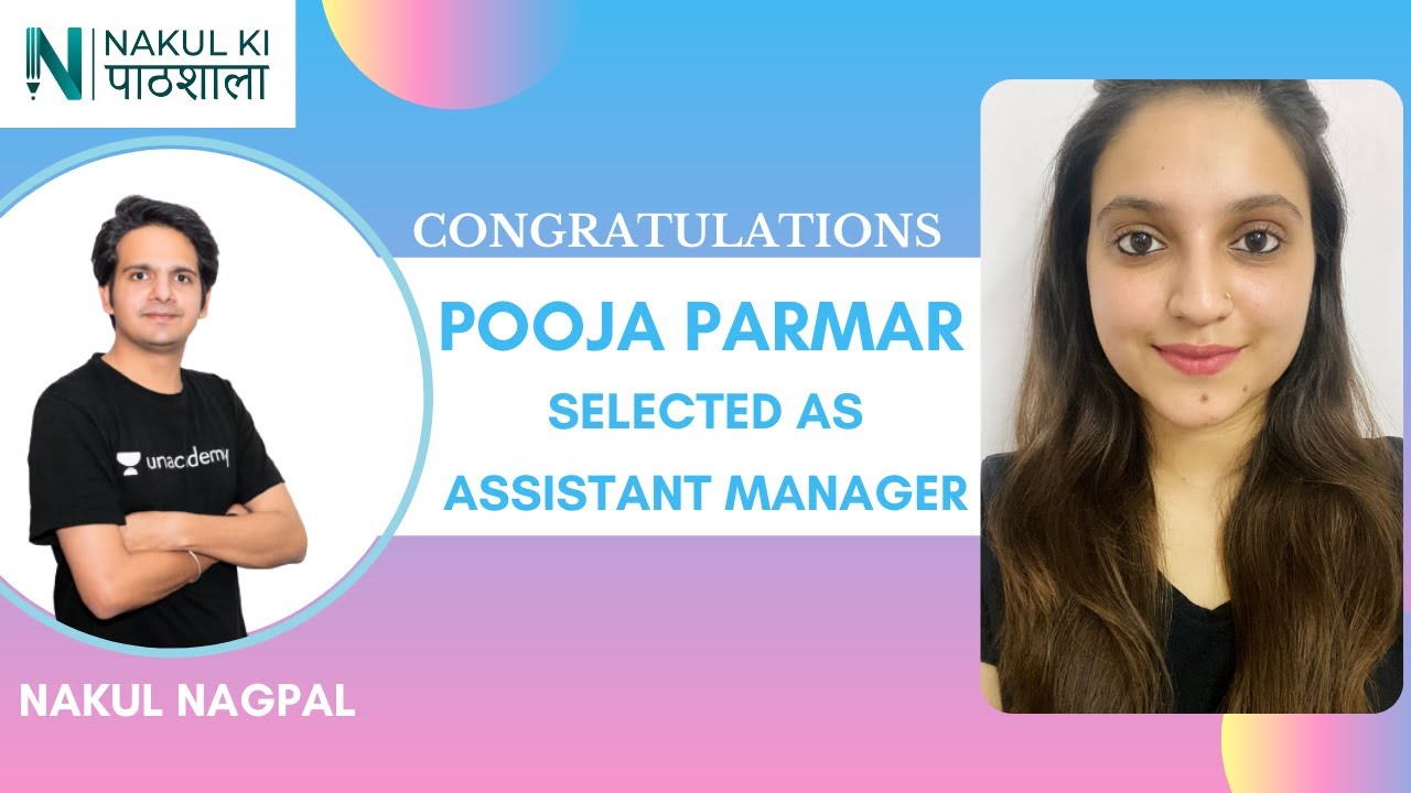 One of Nakul Sir's Students Pooja Parmar Selected as Assistant Manager ...