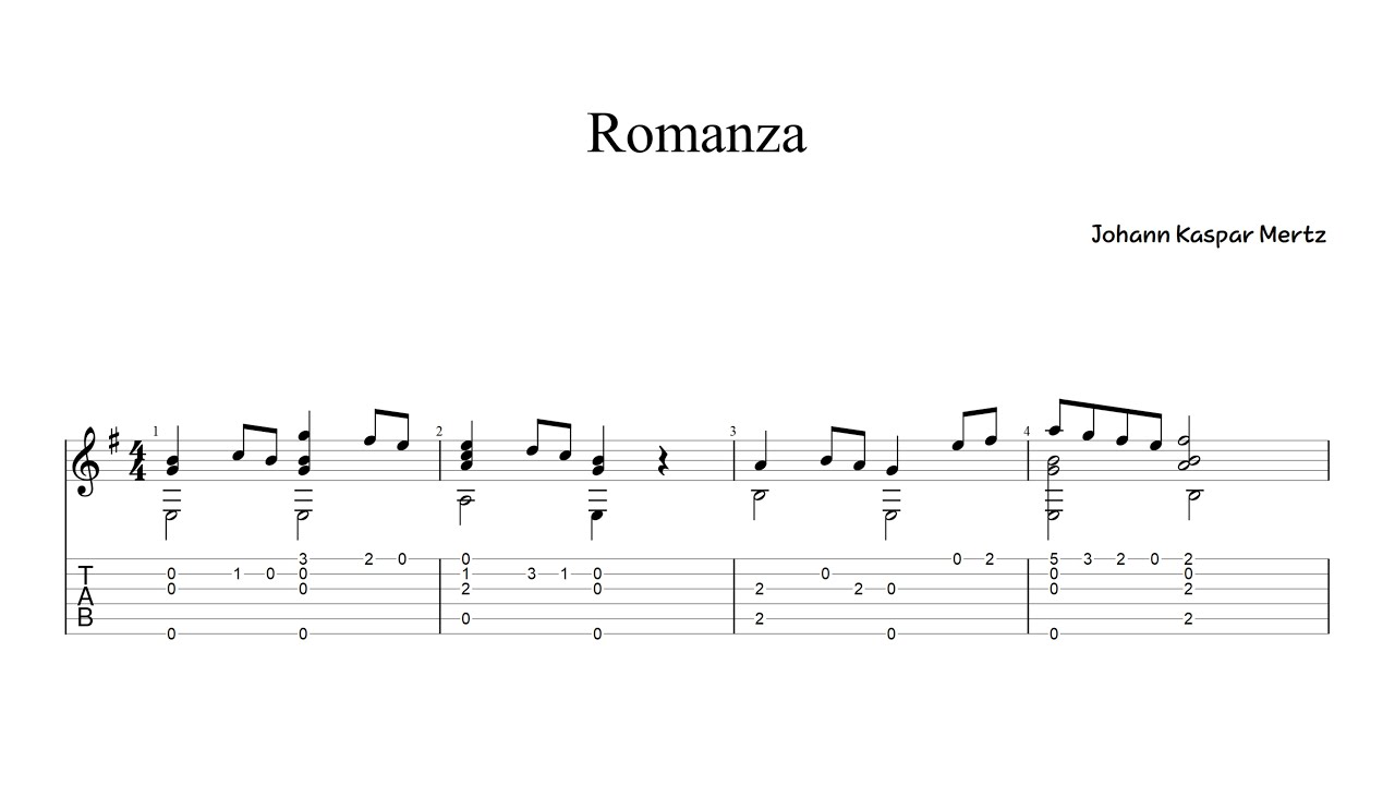 [Guitar Sheet Music] Romanza (J. K. Mertz). 로만자(메르츠). Classical Guitar ...