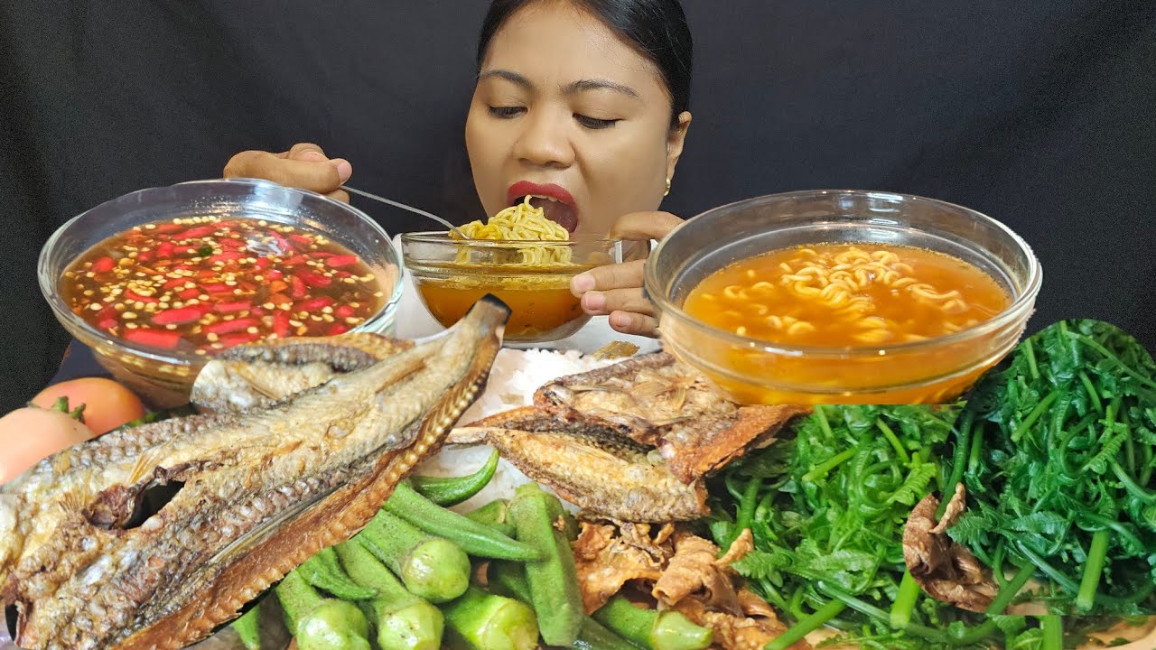 PRITONG DAING MIX VEGGIES SAWSAWAN NA GINAMOS SOUP NOODLES MUKBANG ...