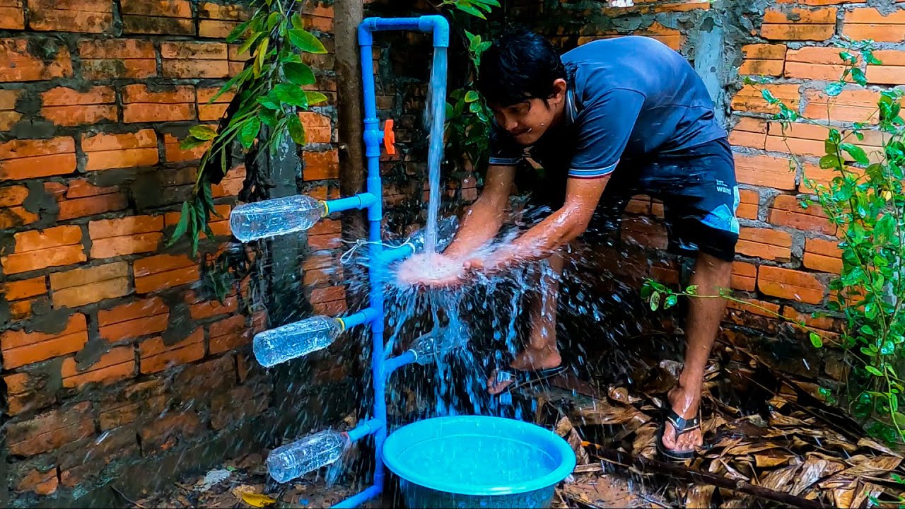DIY project recycled plastic bottles to create PVC water pipes for a ...