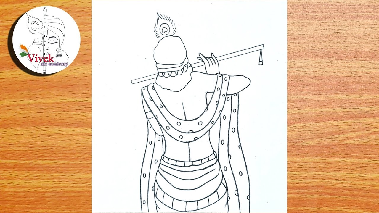 Shree Krishna Backside Drawing Tutorial | Pencil Sketch for Beginners ...