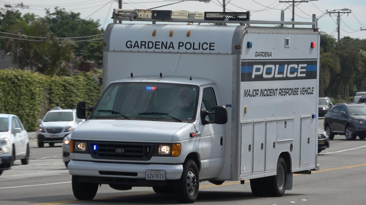 Gardena Police Dept. SWAT MIRV Truck Responding - YouTube