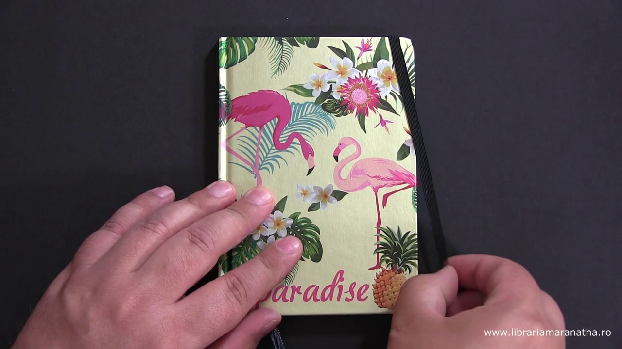 Carnetel A6 verde auriu flamingo elastic negru Paradise - YouTube