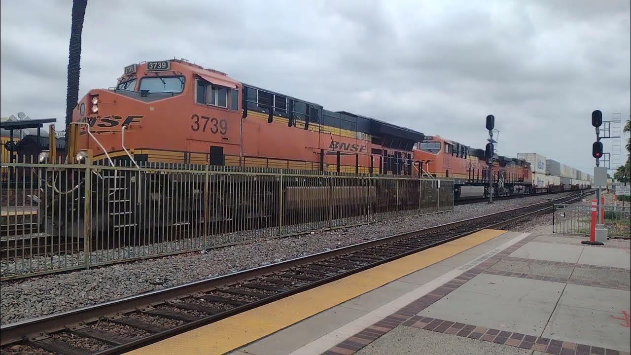WB BNSF Domestic Intermodal/Port Stack/Baretables Train At Fullerton Station CA! # ...