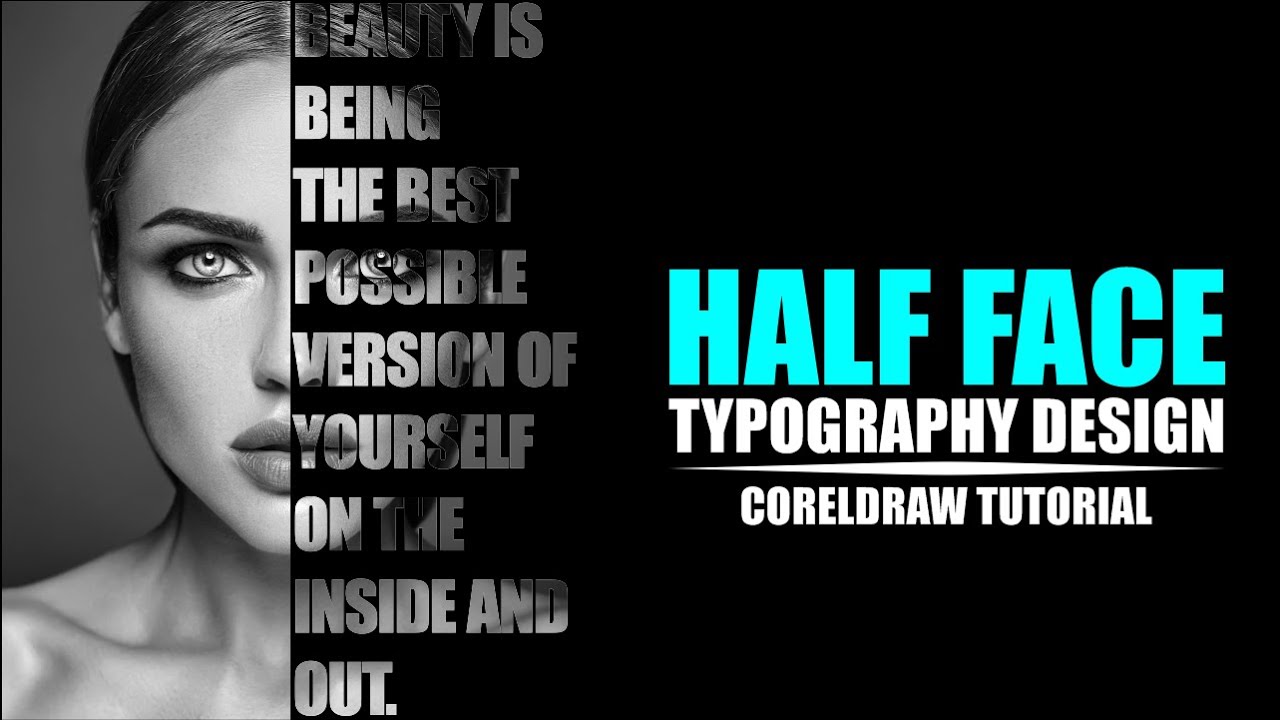 How To Create Half Face🧏 Typography Design In CorelDraw 2019 | In Hindi ...