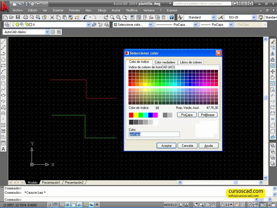 Autocad 2010 Propiedades Colores www.cursoscad.com - YouTube