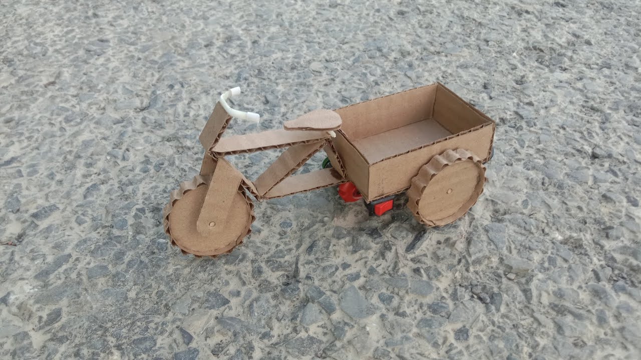 How to Make Simple Cardboard Cycle Rickshaw Craft || Cardboard Cycle ...