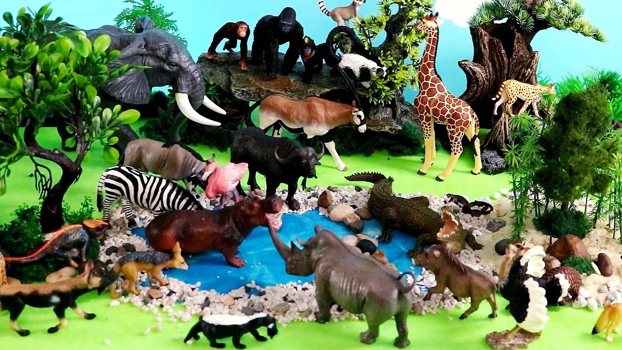 Fun Safari and Volcano Dioramas - Wild Animal Figurines - Learn Animal ...