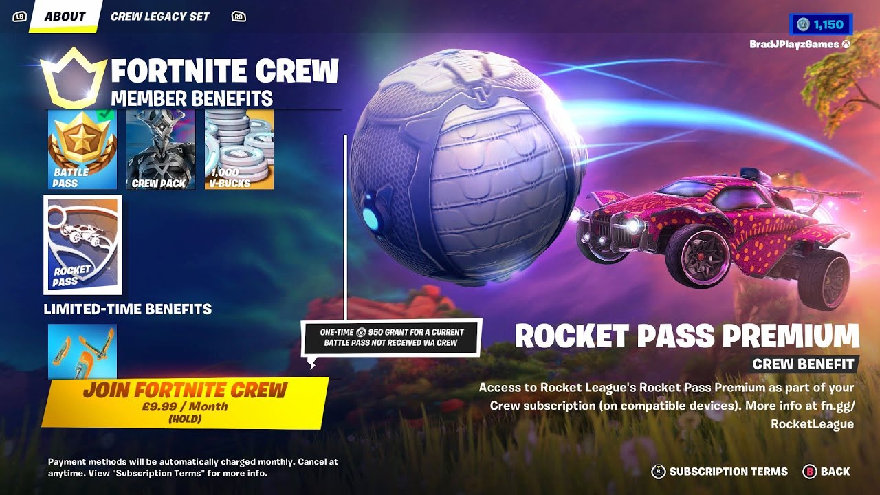 *FREE* Fortnite Crew X Rocket League Premium Pass - YouTube