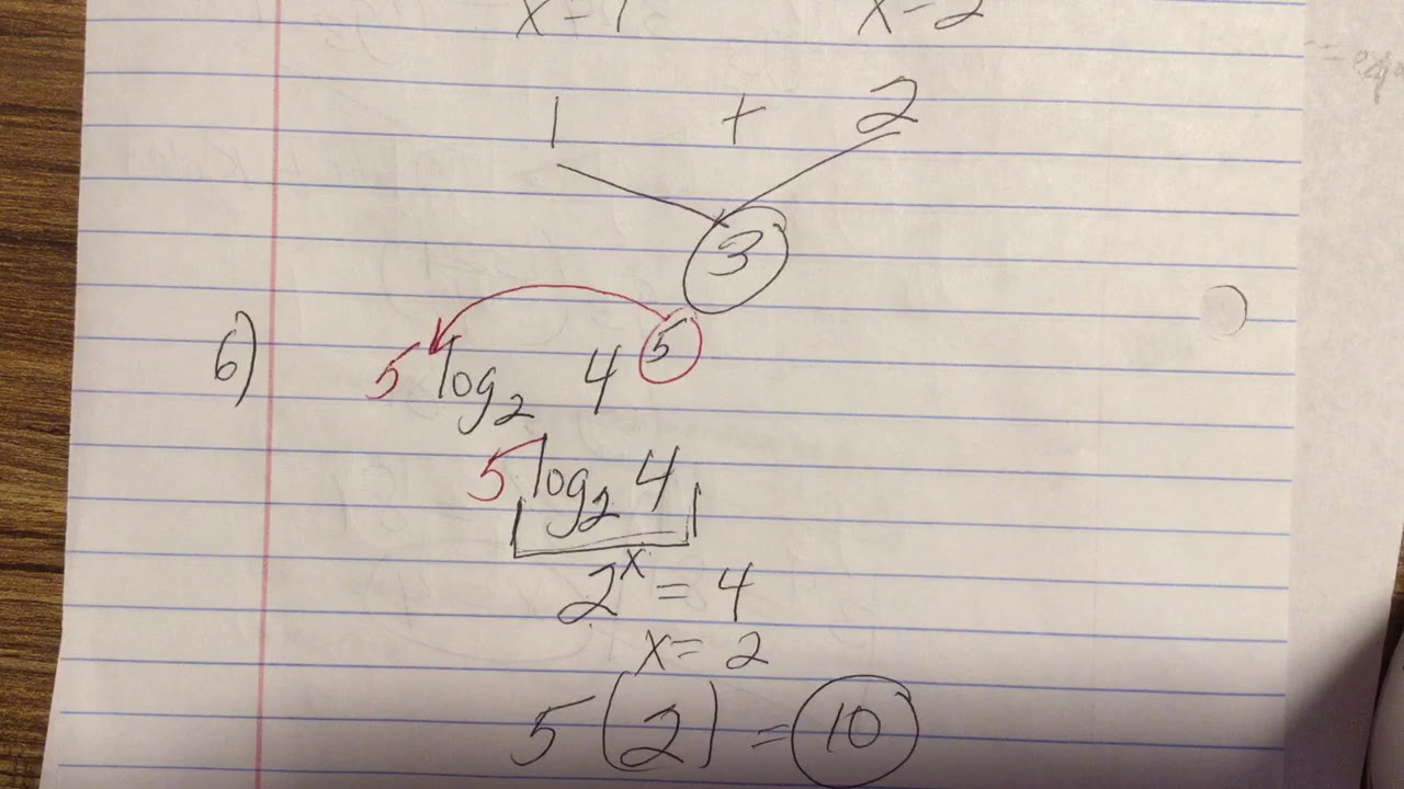 Algebra 2 Classwork Solution May 12th Part 2 - YouTube