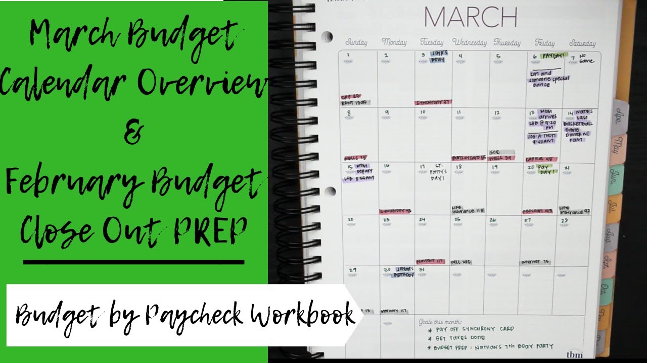 March Calendar Budget Overview & February Budget Close Out Prep - YouTube