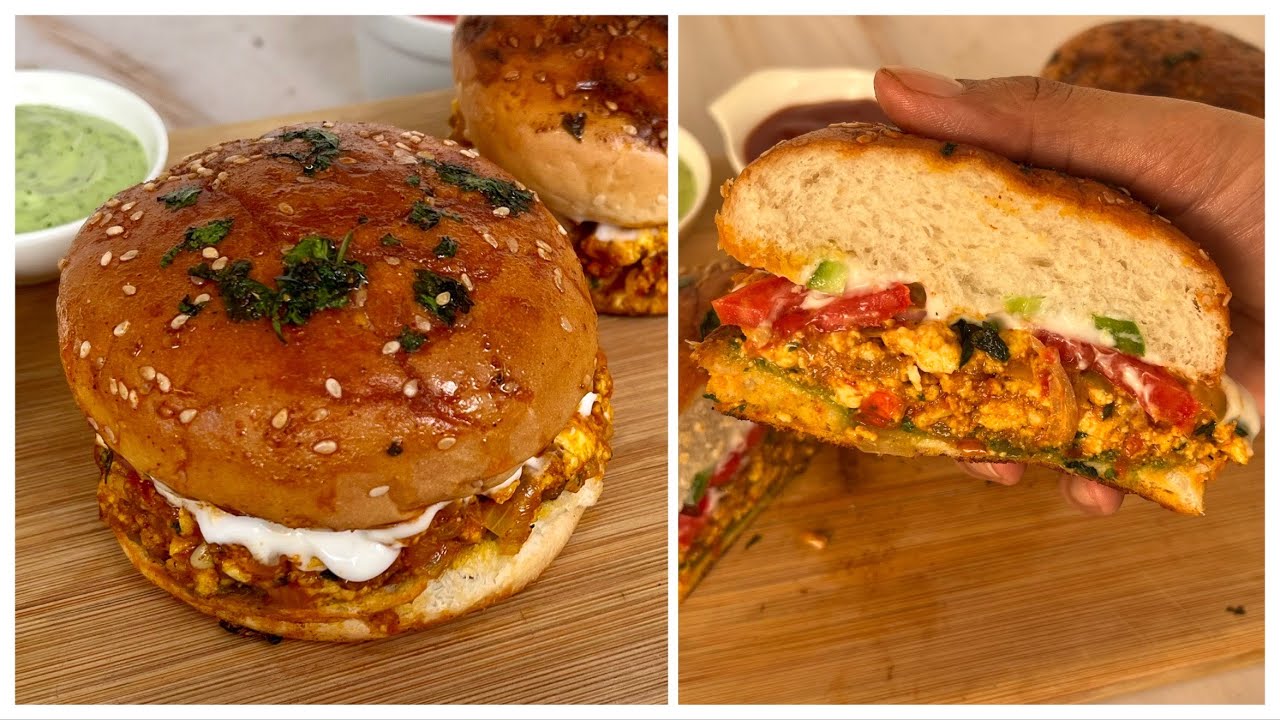 Just 10 Minutes Tawa Masala Paneer Burger Without Tikki | Masala Burger ...