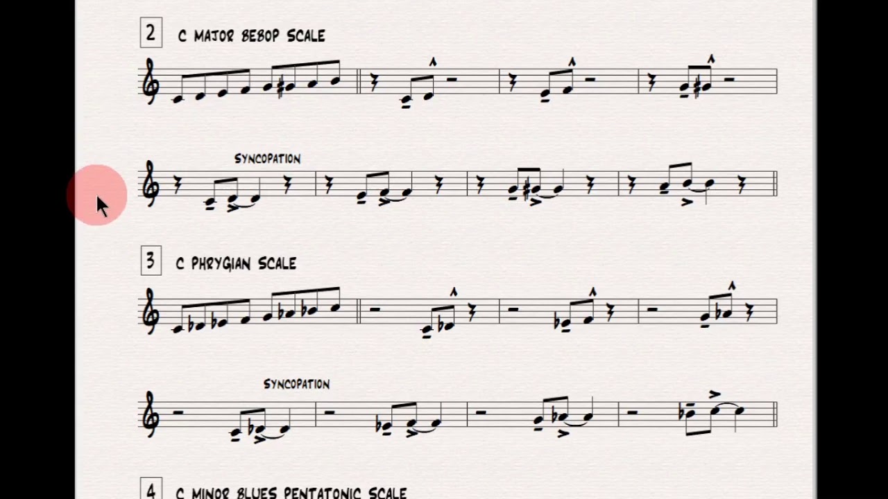 Scales study with syncopated rhythmic pattern 2 - YouTube