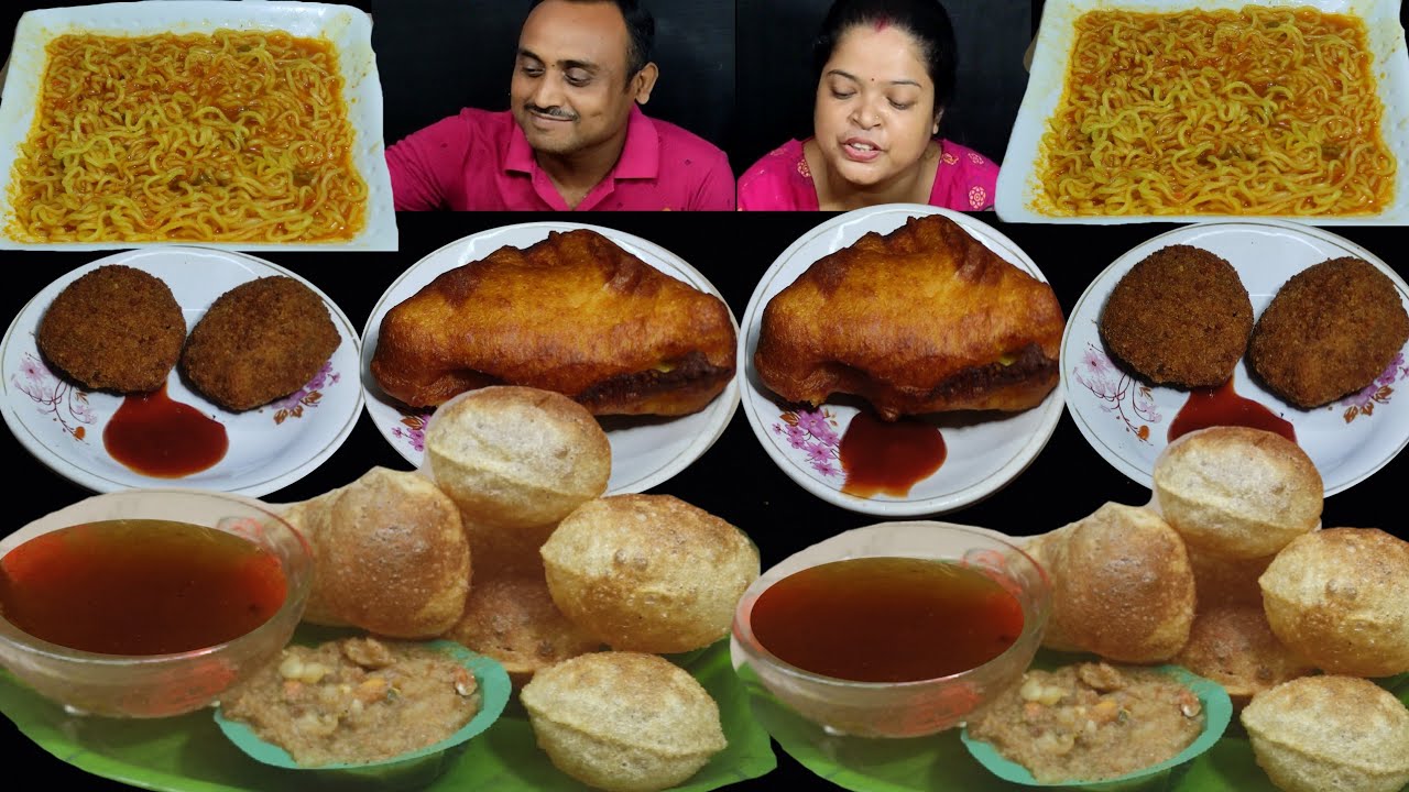 Maggie Fuchka Bread Pakoda Mocha Cutlet Eating Challenge || Street Food ...