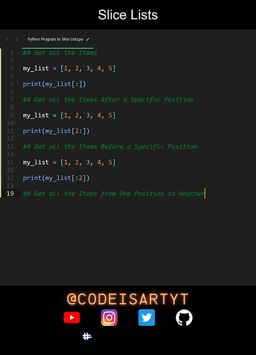 Slice Lists In Python Python Examples Python Coding Tutorial Python Coding Interview 7988