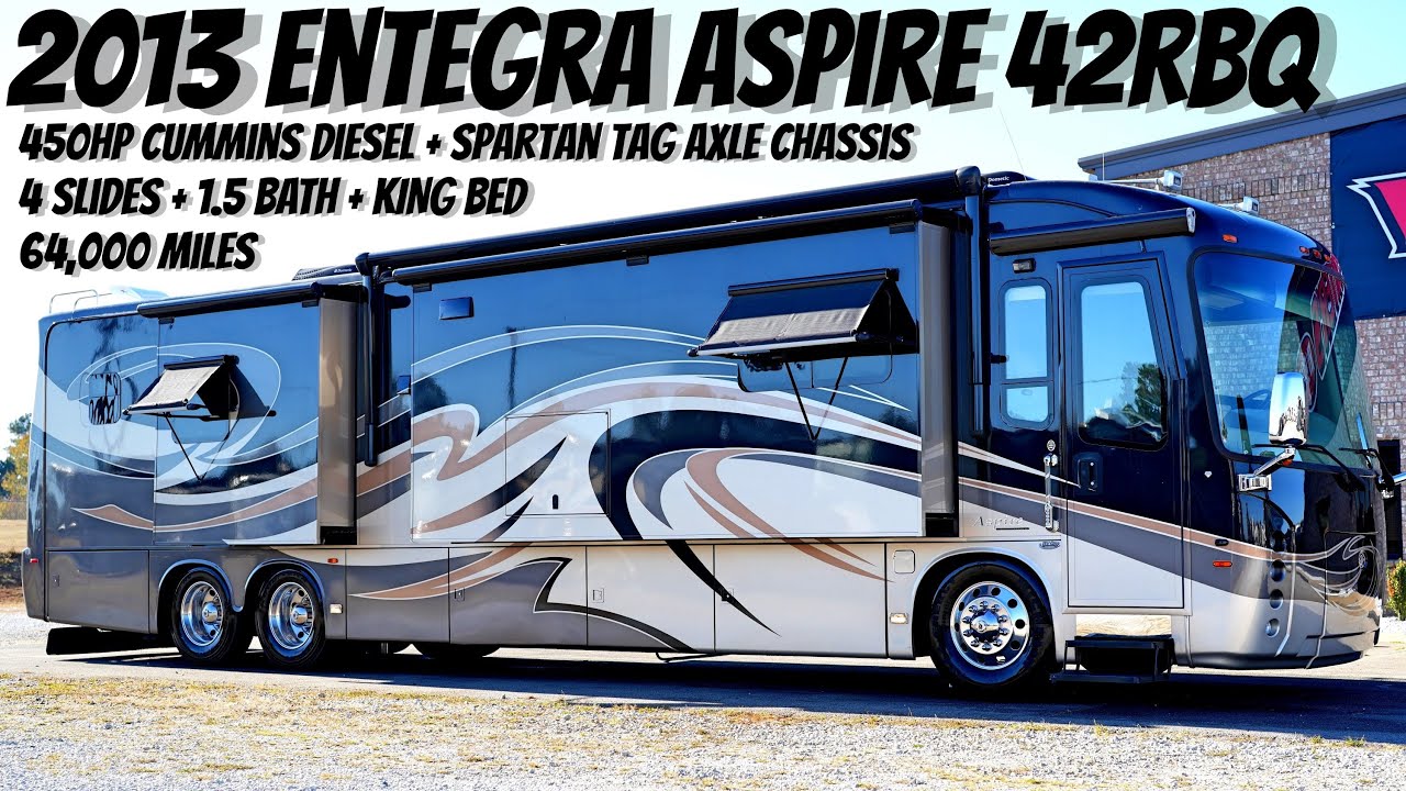 2013 Entegra Aspire 42RBQ TAG AXLE A Class 450HP Cummins Diesel Pusher ...