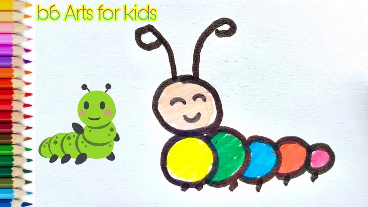 How To Draw Caterpillar Using Number 8 - YouTube